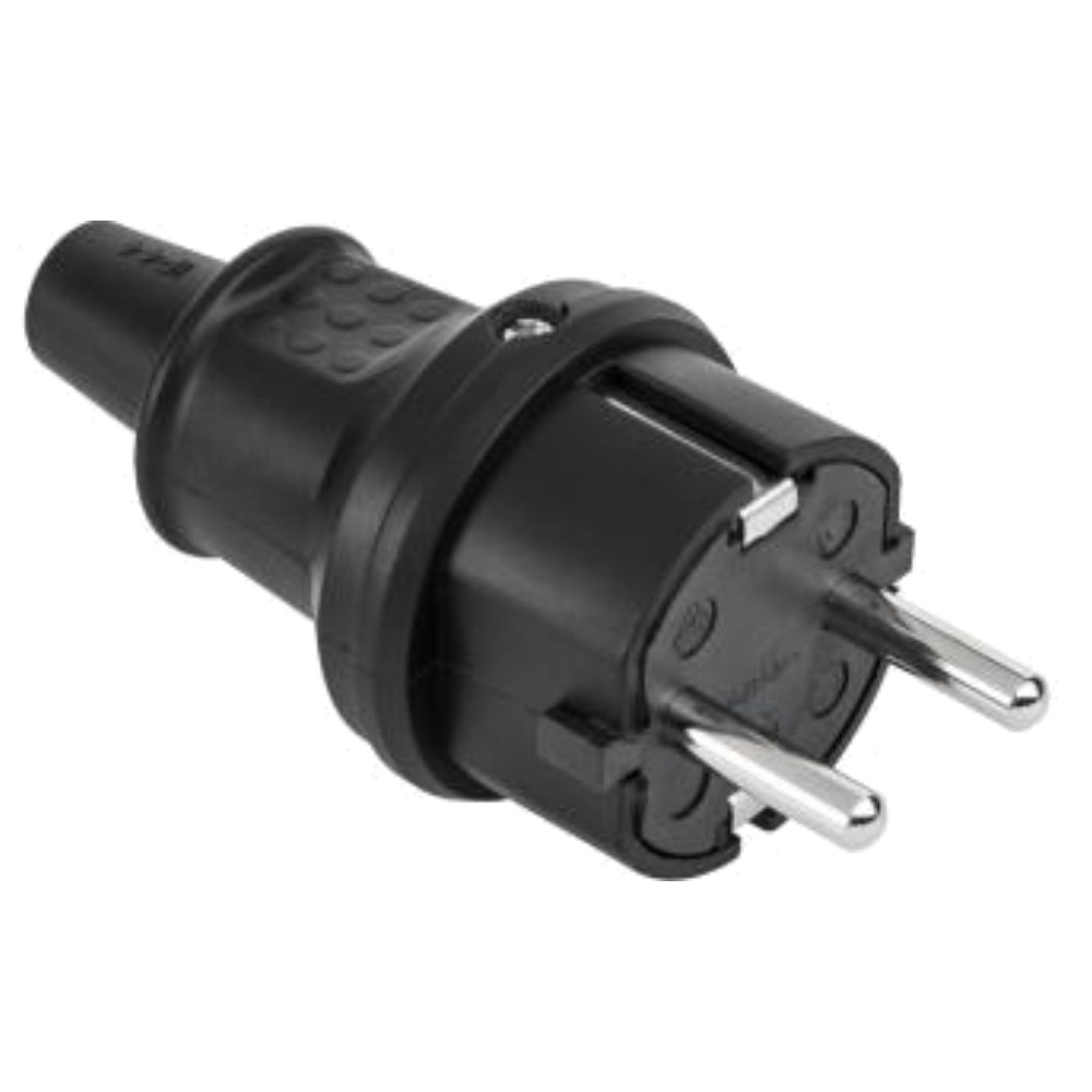 Ficha Schuko Macho 16V/250V Preta IP44 - TecnoMartins.pt