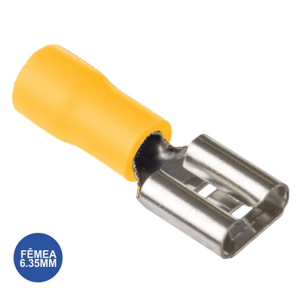 Terminal Faston Fêmea Isolado 6.4mm Amarelo - TecnoMartins.pt