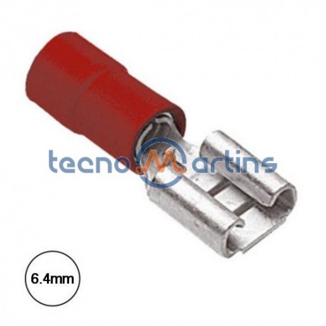 Terminal Faston Fêmea Isolado 6.4mm 10X Vermelho - TecnoMartins.pt