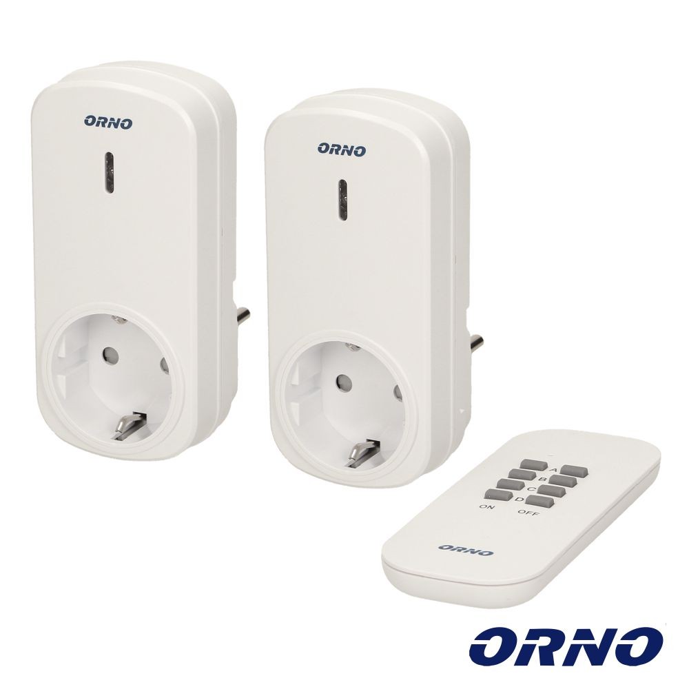 Conjunto 2 Tomadas Elétricas C/ Comando S/ Fios - ORNO - TecnoMartins.pt