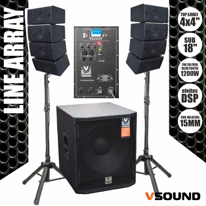 Sistema Line-Array Ativo 8 Colunas 2X4"+SUB 18" 1200W - VSOUND ...